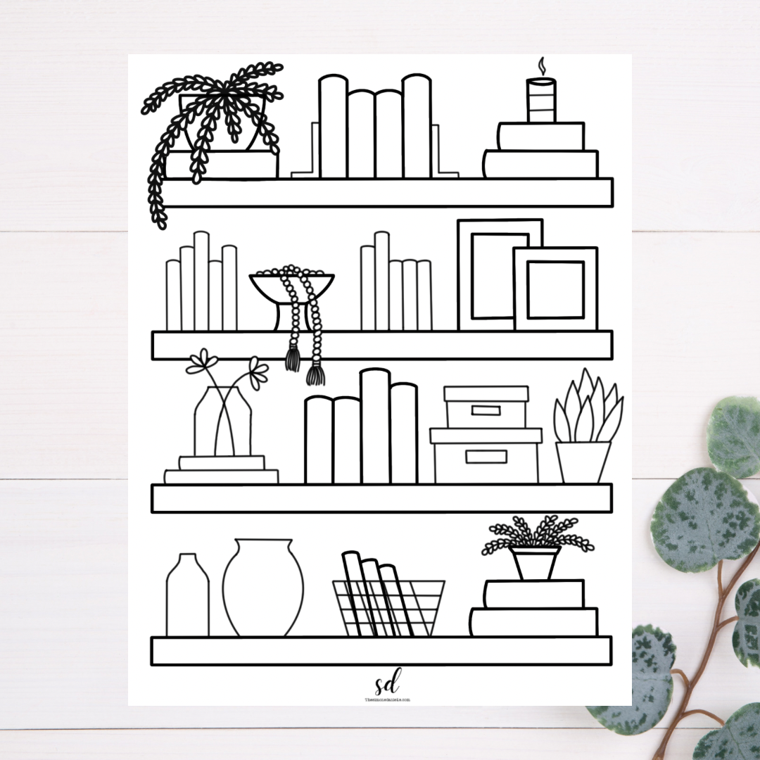 Bookshelf Coloring Page – TSD